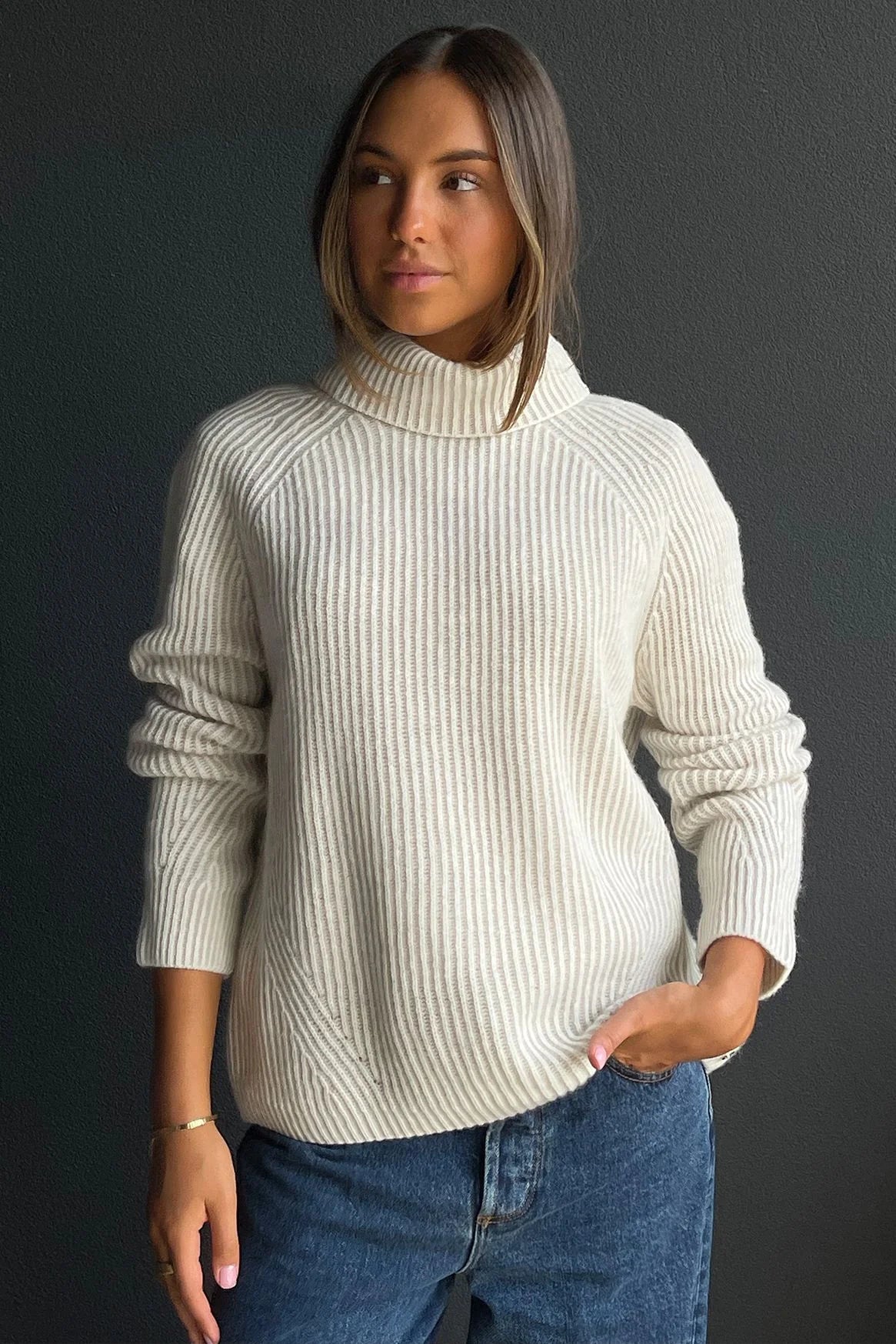 Mia Fratino - Ren Rollneck Sweater - Cloud/Alabaster – Mason and Francis